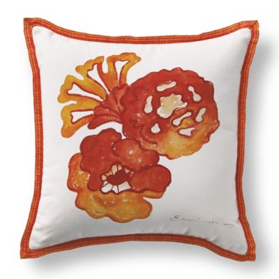Painted Blooms Melon Outdoor Pillow | Frontgate