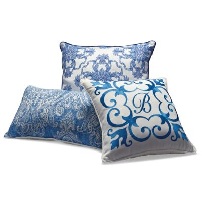 Set of Three Cobalt Designer Outdoor Pillows | Frontgate