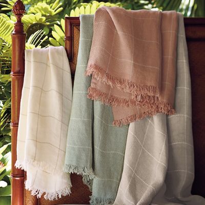 Linen Twill Windowpane Throw | Frontgate
