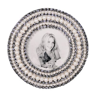 5" Round Pearl & Crystal Picture Frame | Frontgate