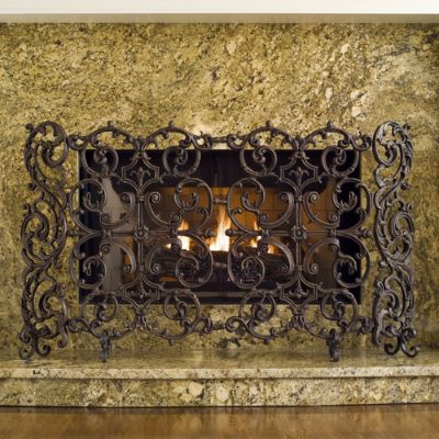 Classic Two Panel Cast Iron Fireplace Screen with Sides | Frontgate