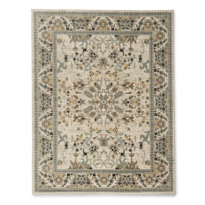 Elodie Performance Area Rug with Light Juniper & Gold Medallion Design