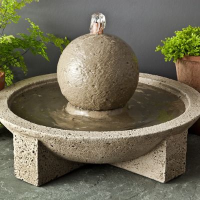 Spherical Stone Fountain & All-Weather Cast Stone with 6ft Cord
