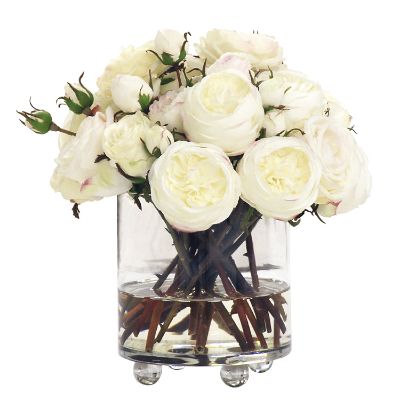 Rose in Footed Glass Cylinder Vase | Frontgate