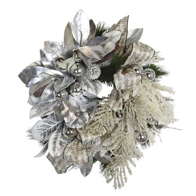 Silver Magnolia Flocked Wreath | Frontgate