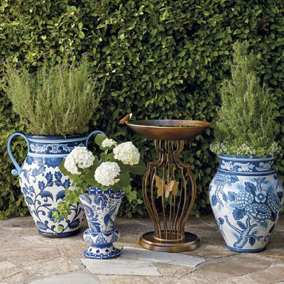 Blue and White Painted Planters | Frontgate