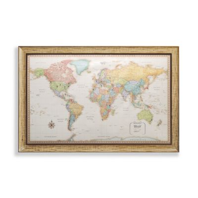 World Magnetic Travel Map with Antique White Frame | Frontgate
