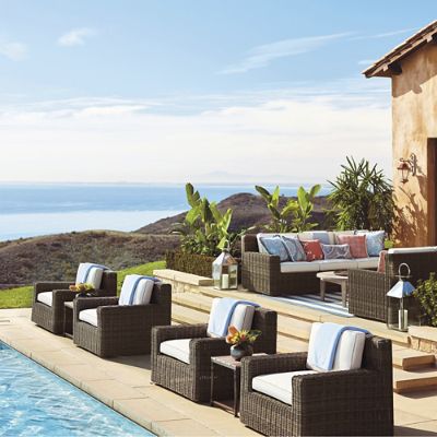 Hyde Park Seating in Ocean Grey Finish | Frontgate