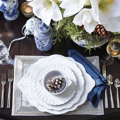 Sterling Beaded Table Linens | Frontgate