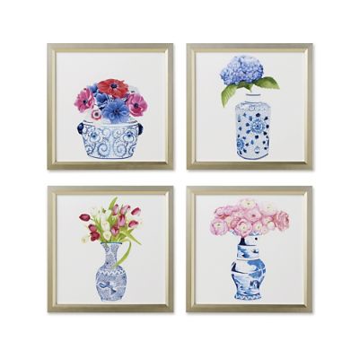 Watercolor Blue Ming with Florals Giclée Prints | Frontgate