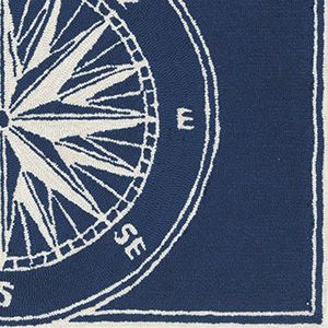 Compass Door Mat & Hand-Hooked Durable Indoor/Outdoor Nautical Design